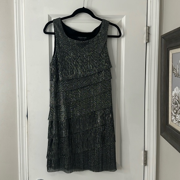 connected apparel | Dresses | Black Metallic Semisheer Shift Dress ...